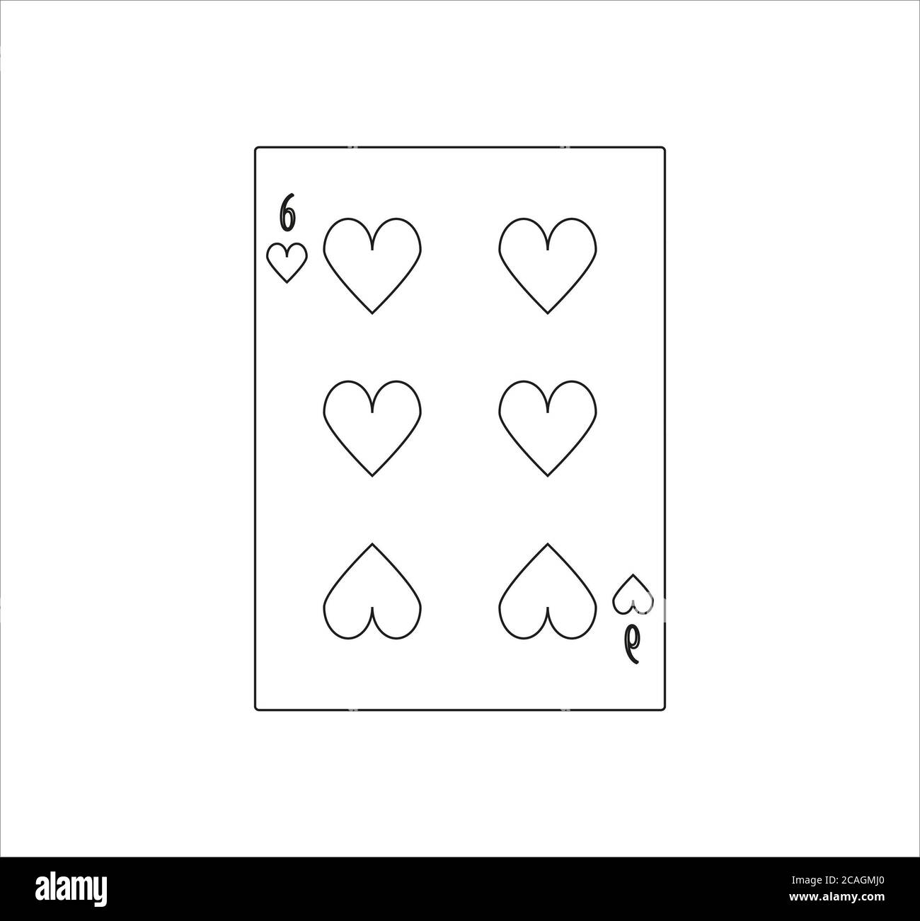 Illustration of six of hearts playing card isolated on a white ...