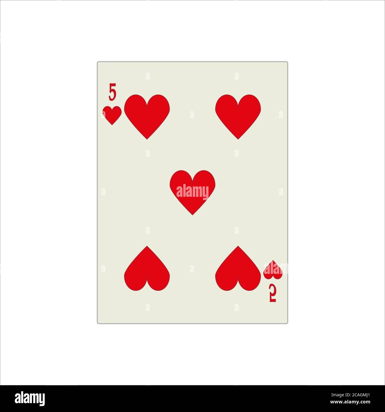 Number five heart playing card for web and mobile design isolated on a ...