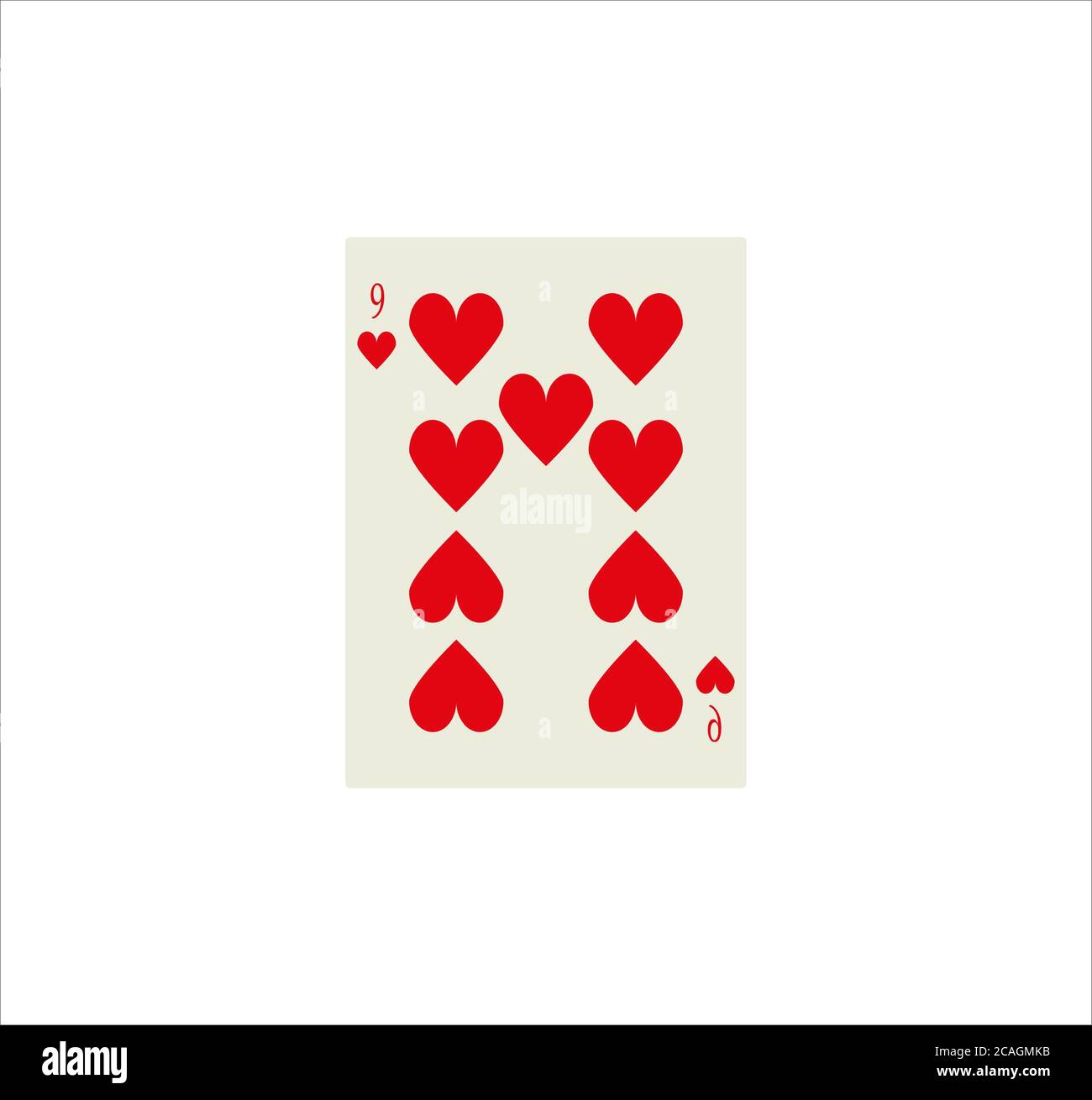 Illustration of nine of hearts playing card isolated on a white ...