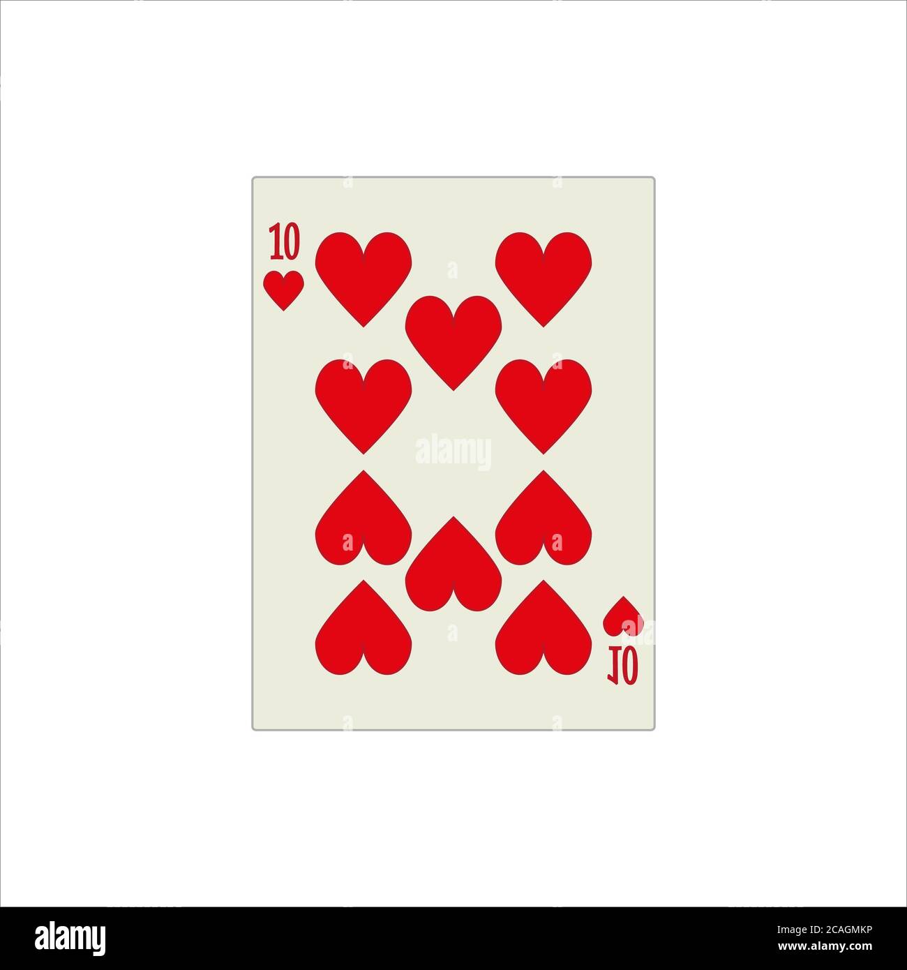 Illustration of a 10 of hearts isolated on a white background Stock ...