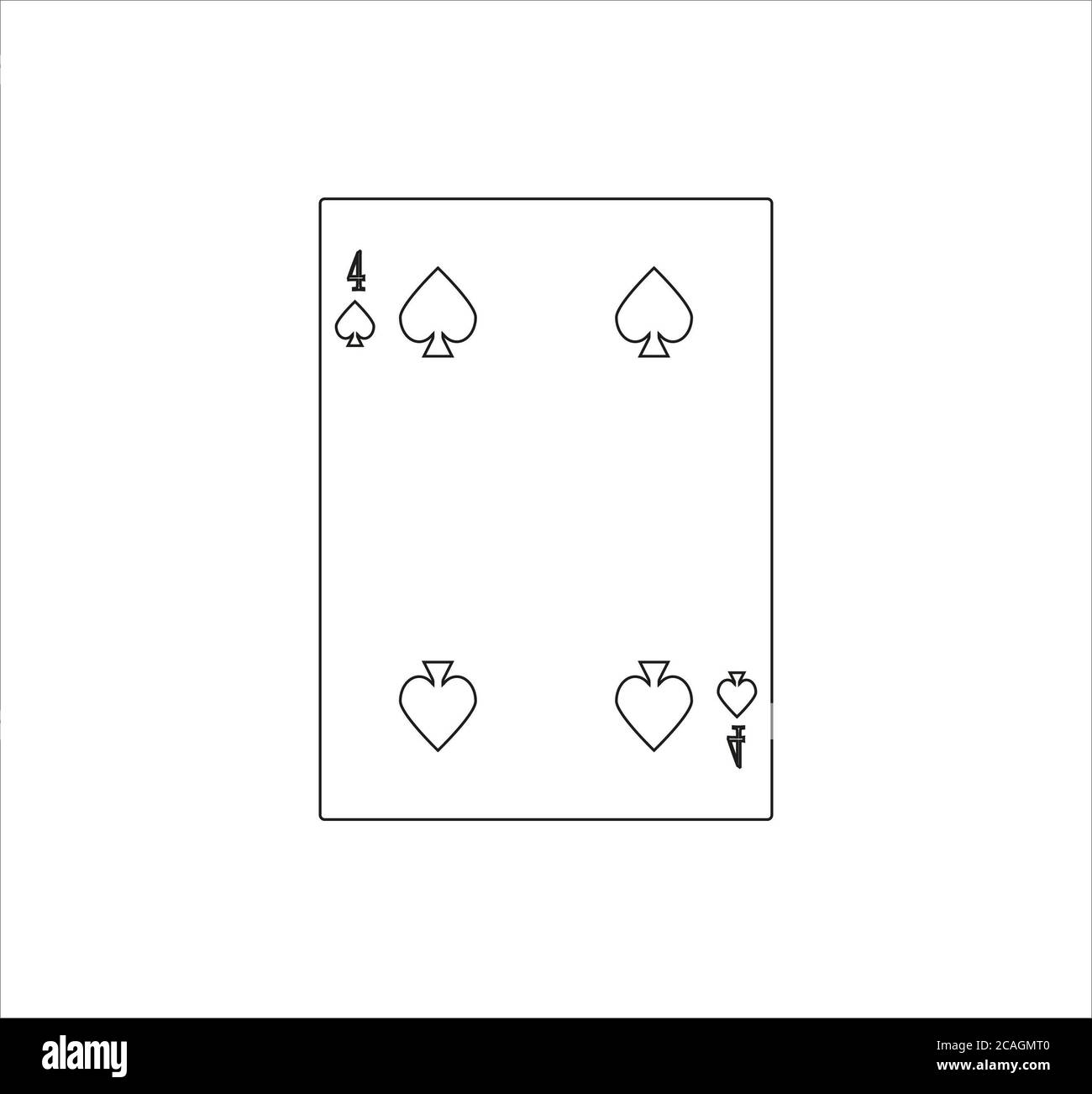 Illustration of an uncolored number four of spades playing card for web ...