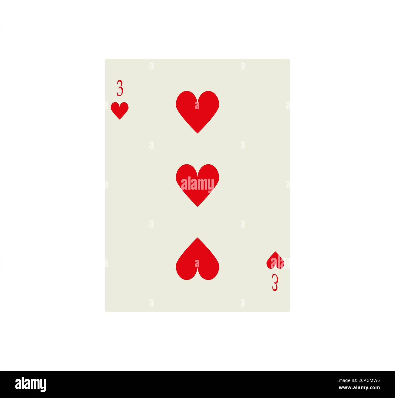 Illustration of a three of hearts card isolated on a white background ...