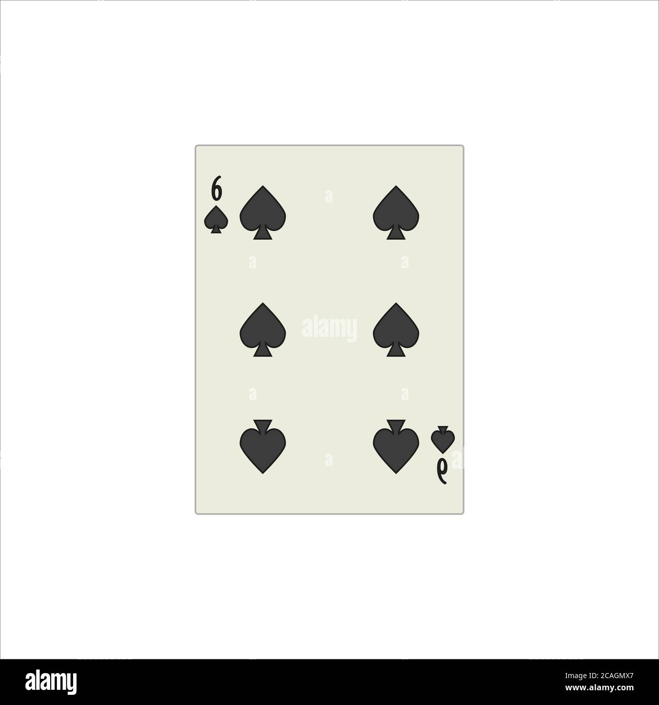 Illustration of six of spades playing card isolated on a white ...