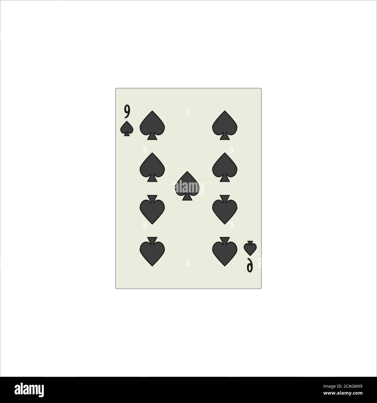 Colored illustration of playing card 9 of spade Stock Photo - Alamy