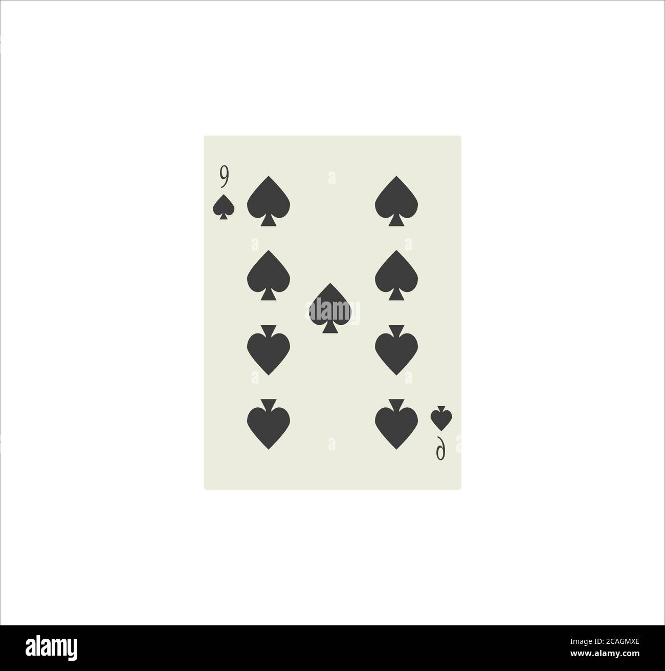 Illustration of nine of spades playing card isolated on a white ...