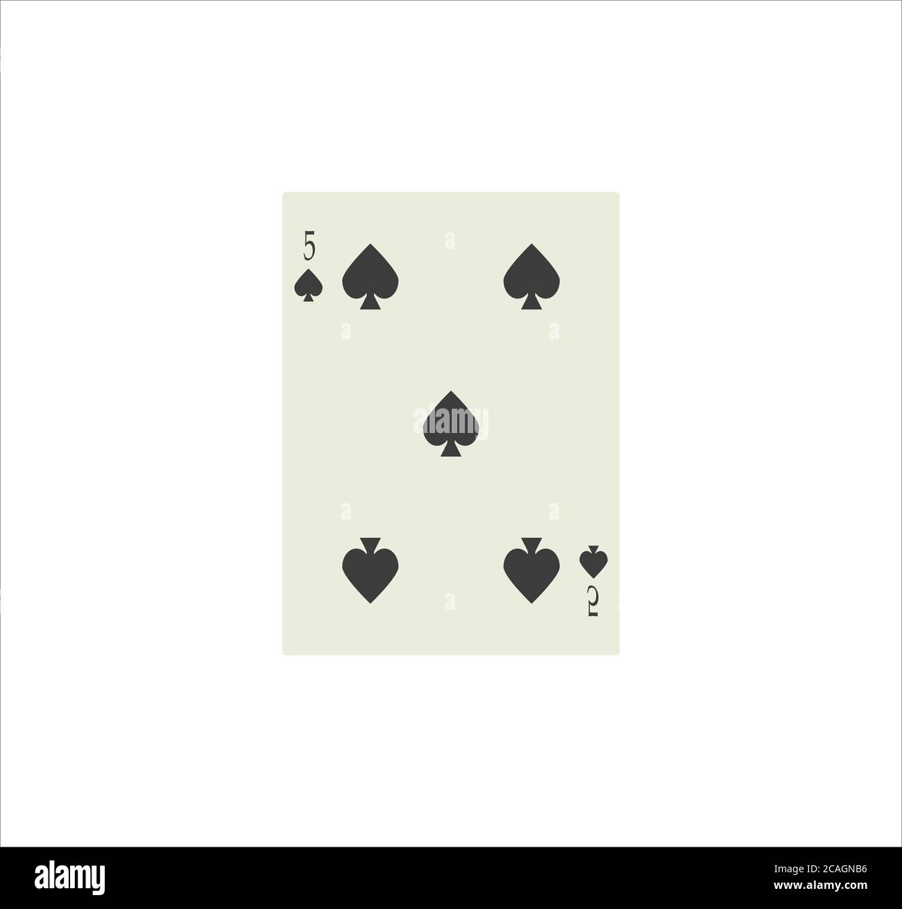 Illustration of a five of spades playing card with isolated on a white ...