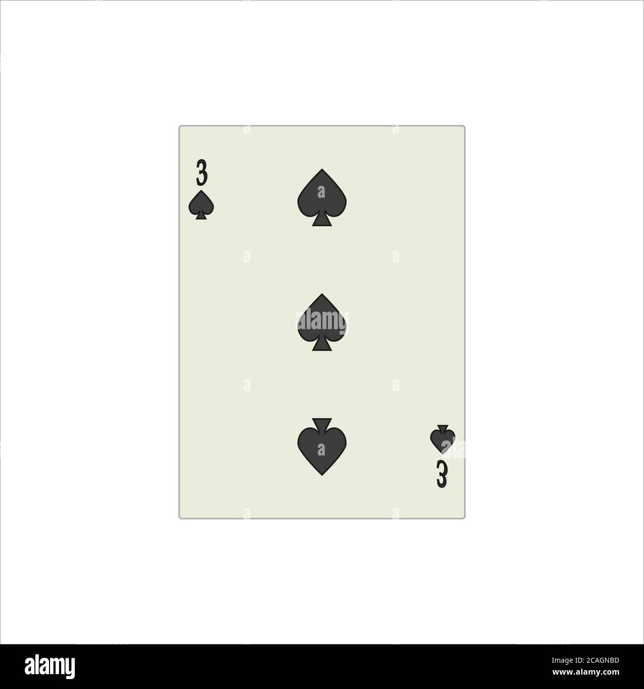 Colored illustration of playing card 3 of spade Stock Photo - Alamy