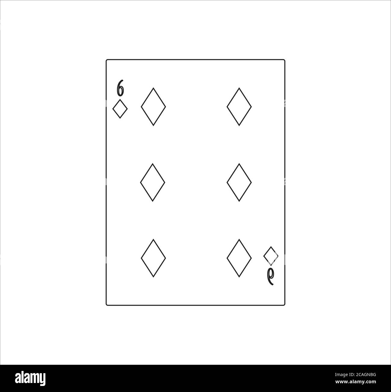 Illustration of a six of diamonds playing card with isolated on a white ...