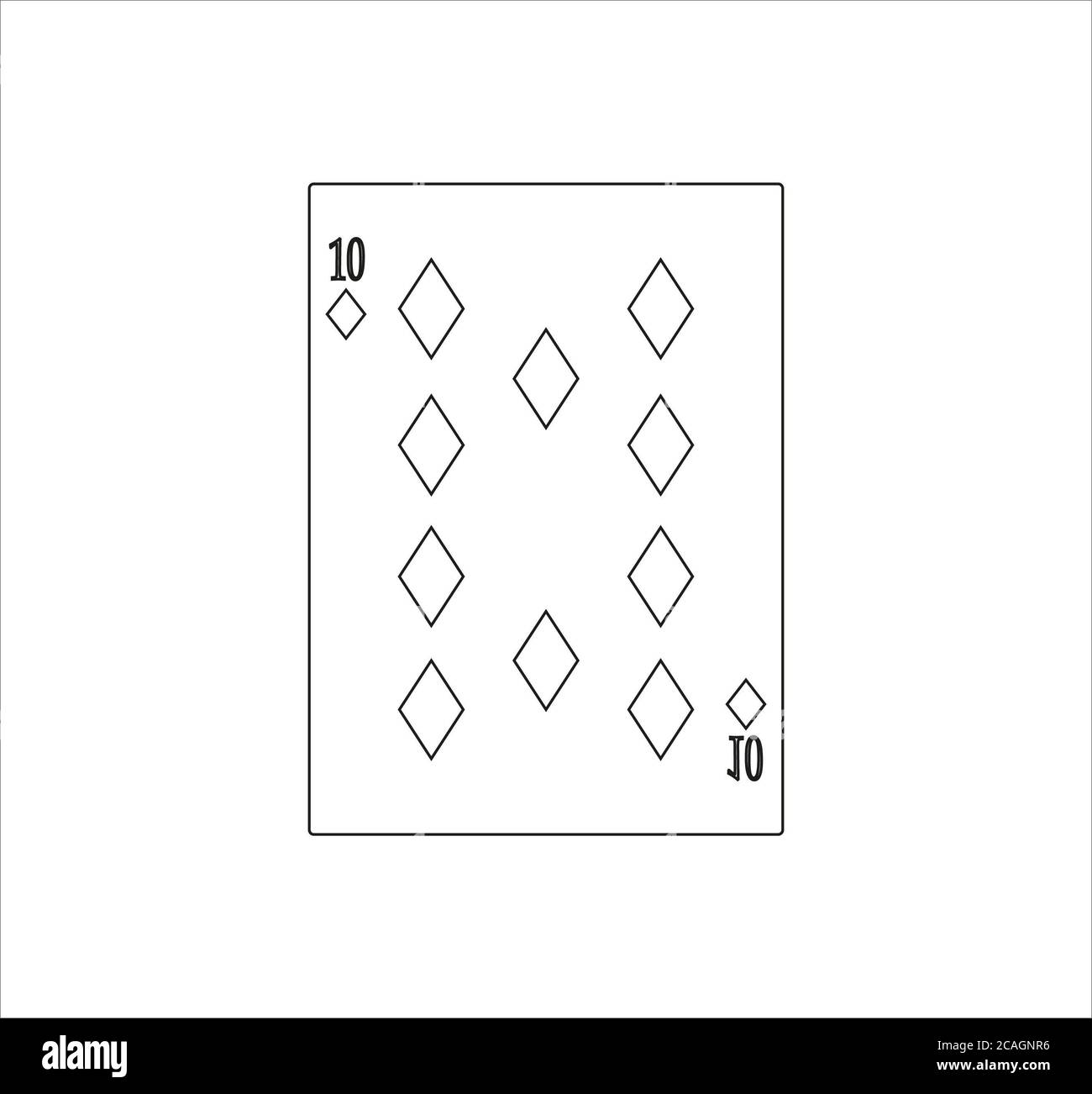 Illustration of an uncolored number ten of diamonds playing card for ...