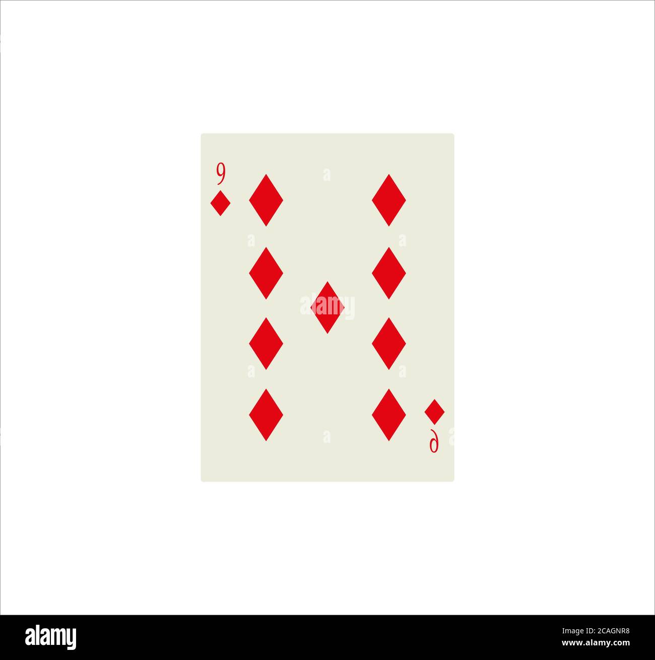 Illustration of a nine of diamonds playing card with isolated on a ...