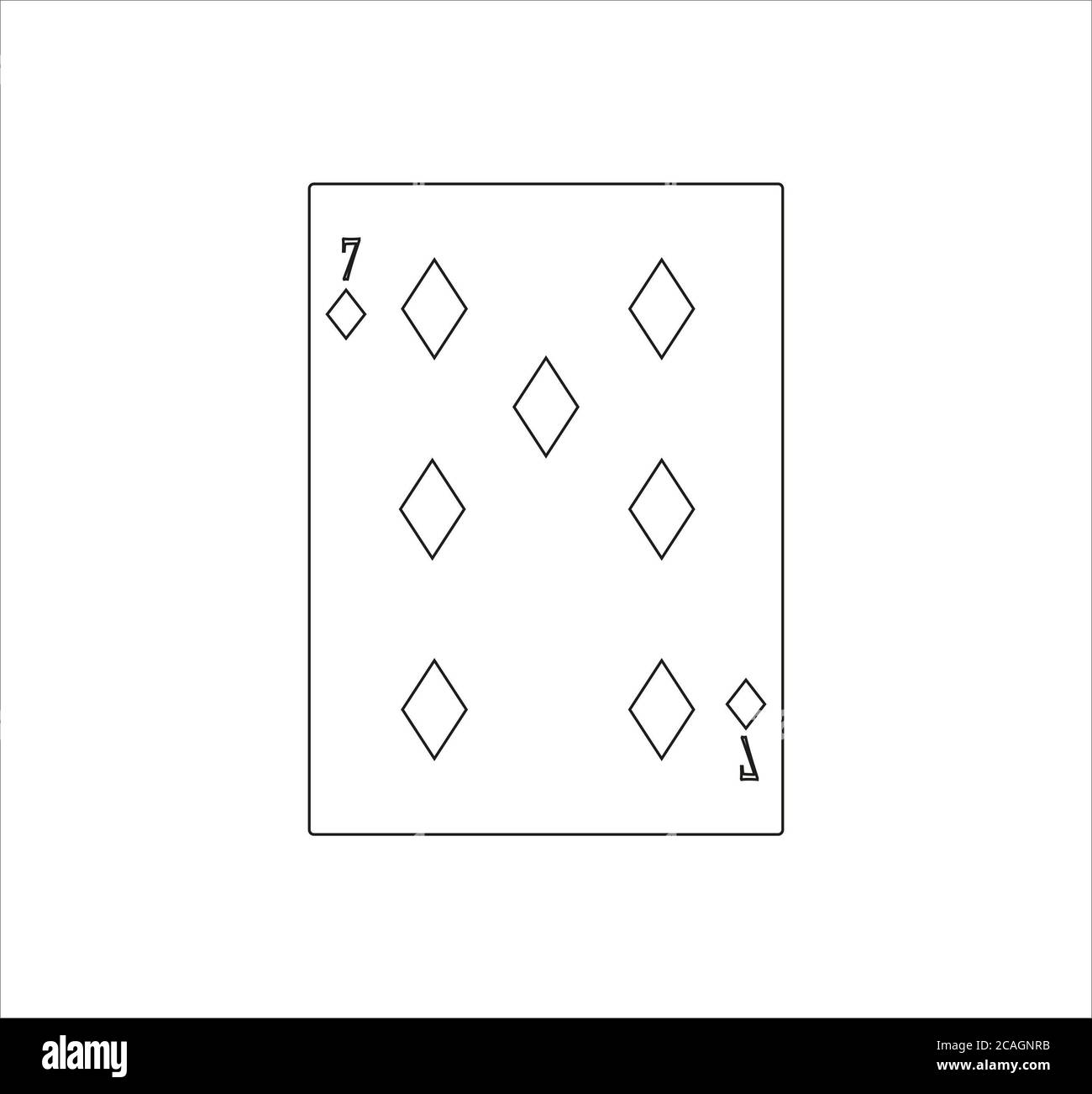 Illustration of seven of diamonds playing card isolated on a white ...