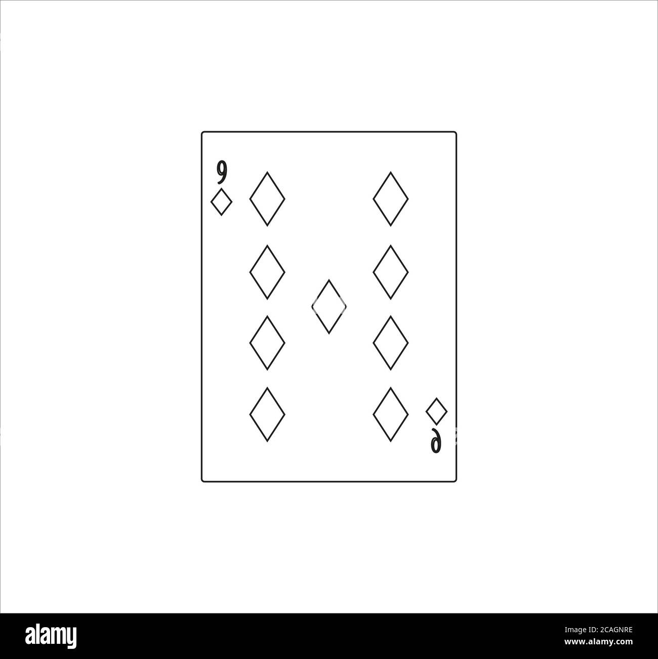 Illustration of a nine of diamonds isolated on a white background Stock ...