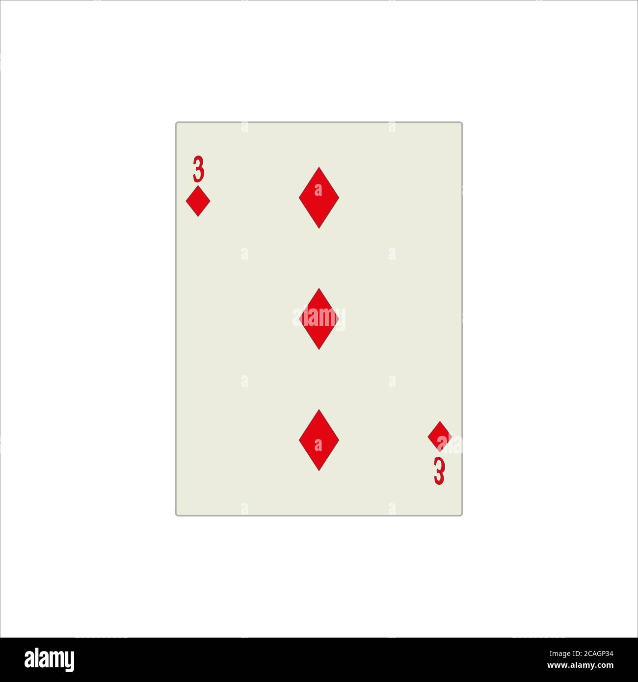 Colored illustration of playing card 3 of diamond Stock Photo - Alamy