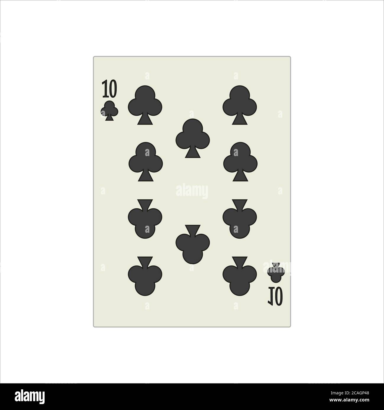 Illustration of a ten of clubs playing card with isolated on a white ...