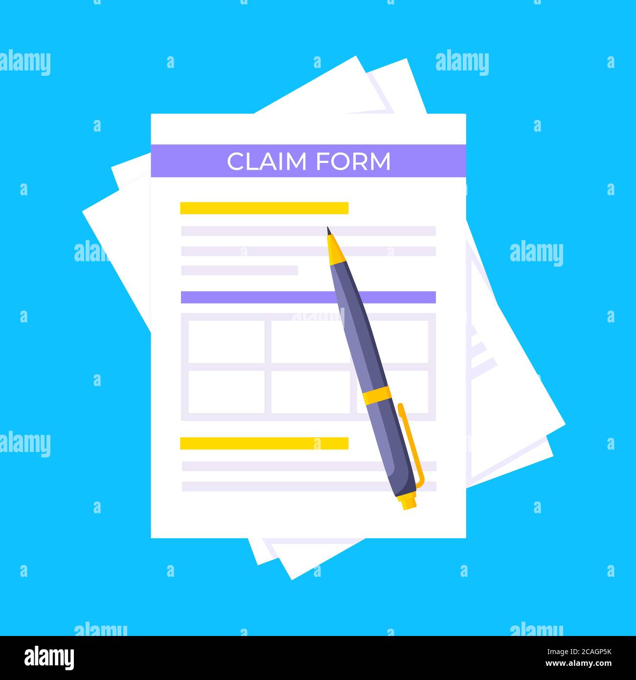 Claim form paper sheets isolated on gray background flat style design ...
