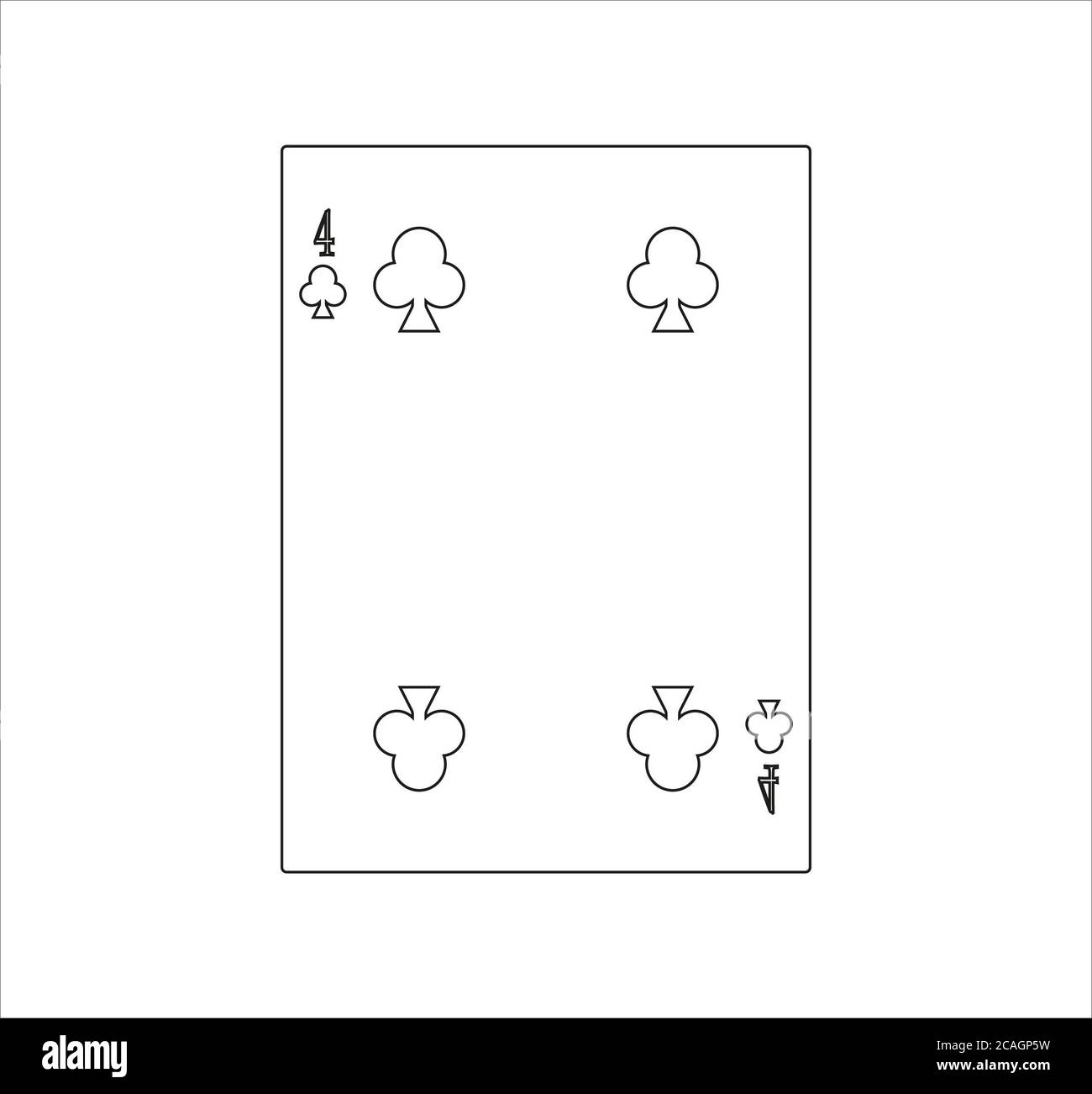 Illustration of an uncolored number four of clubs playing card for web ...