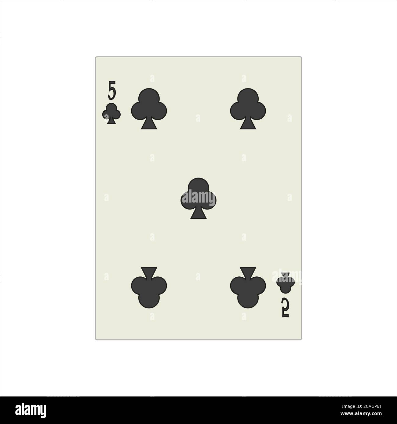 Illustration of five of clubs playing card isolated on a white ...