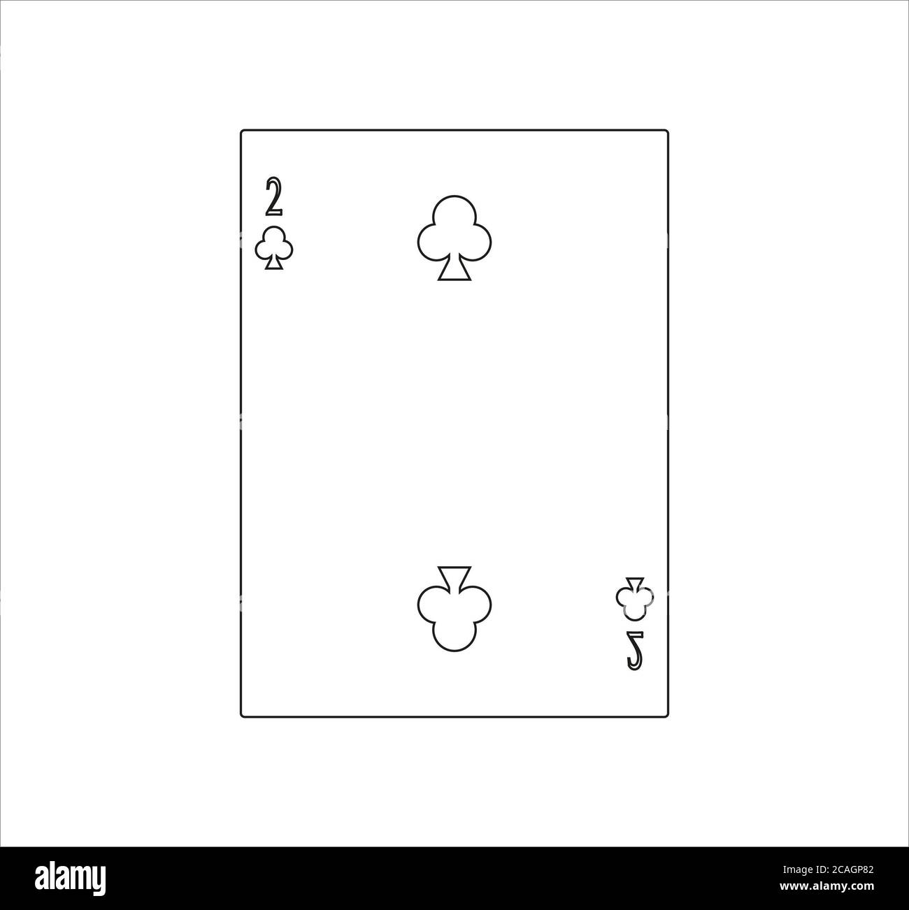 Illustration of a two of clubs playing card with isolated on a white ...