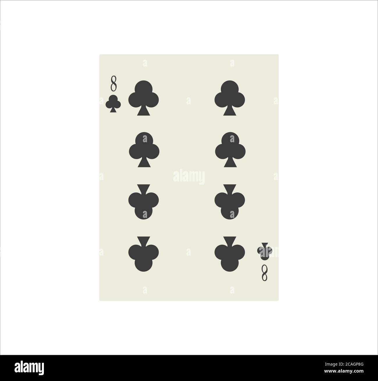 Illustration of eight of clubs playing card isolated on a white ...