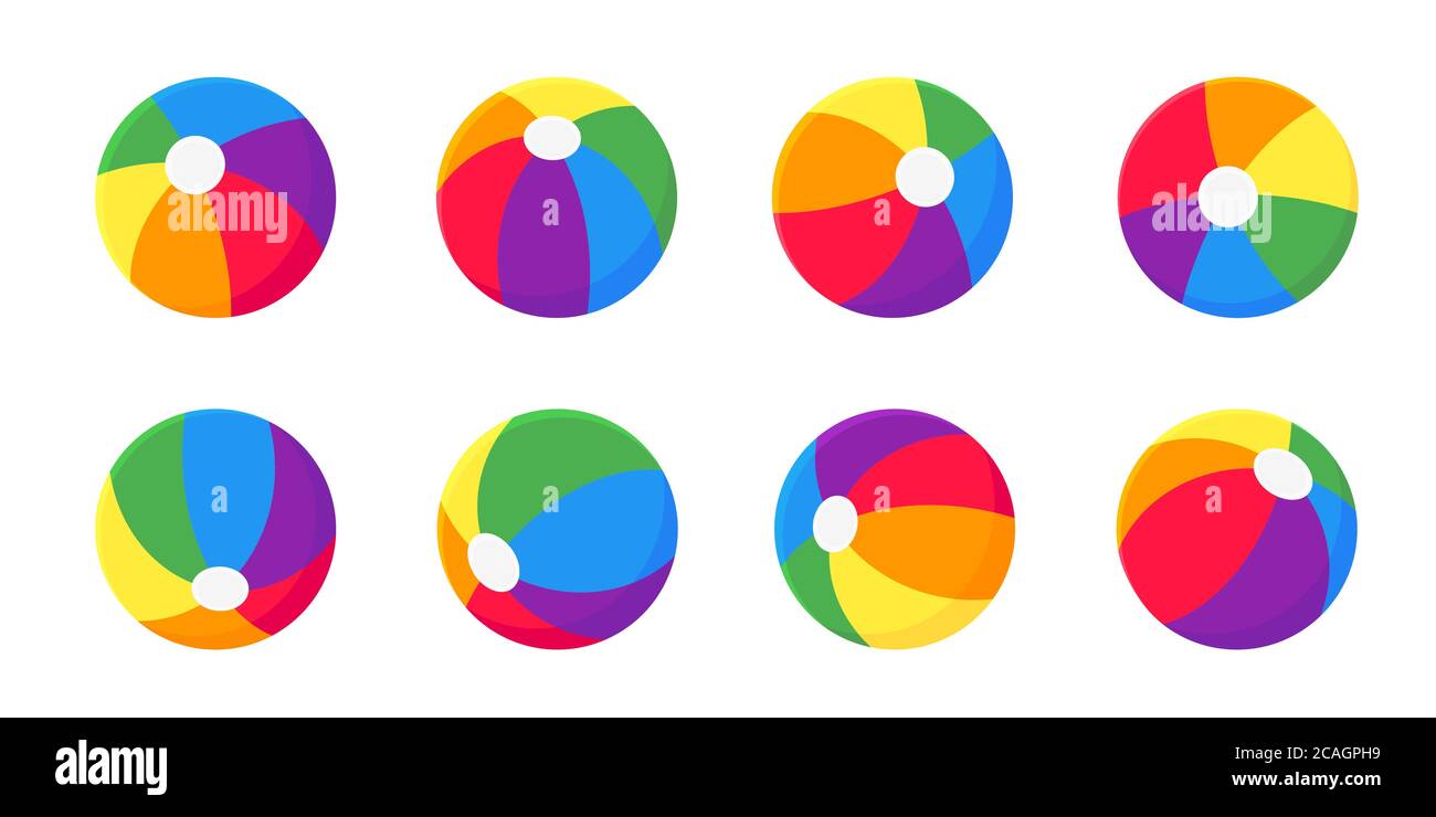 Beach ball flat style design vector illustration icon sign set ...