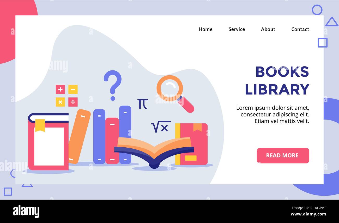 Books library concept campaign for web website home homepage landing ...