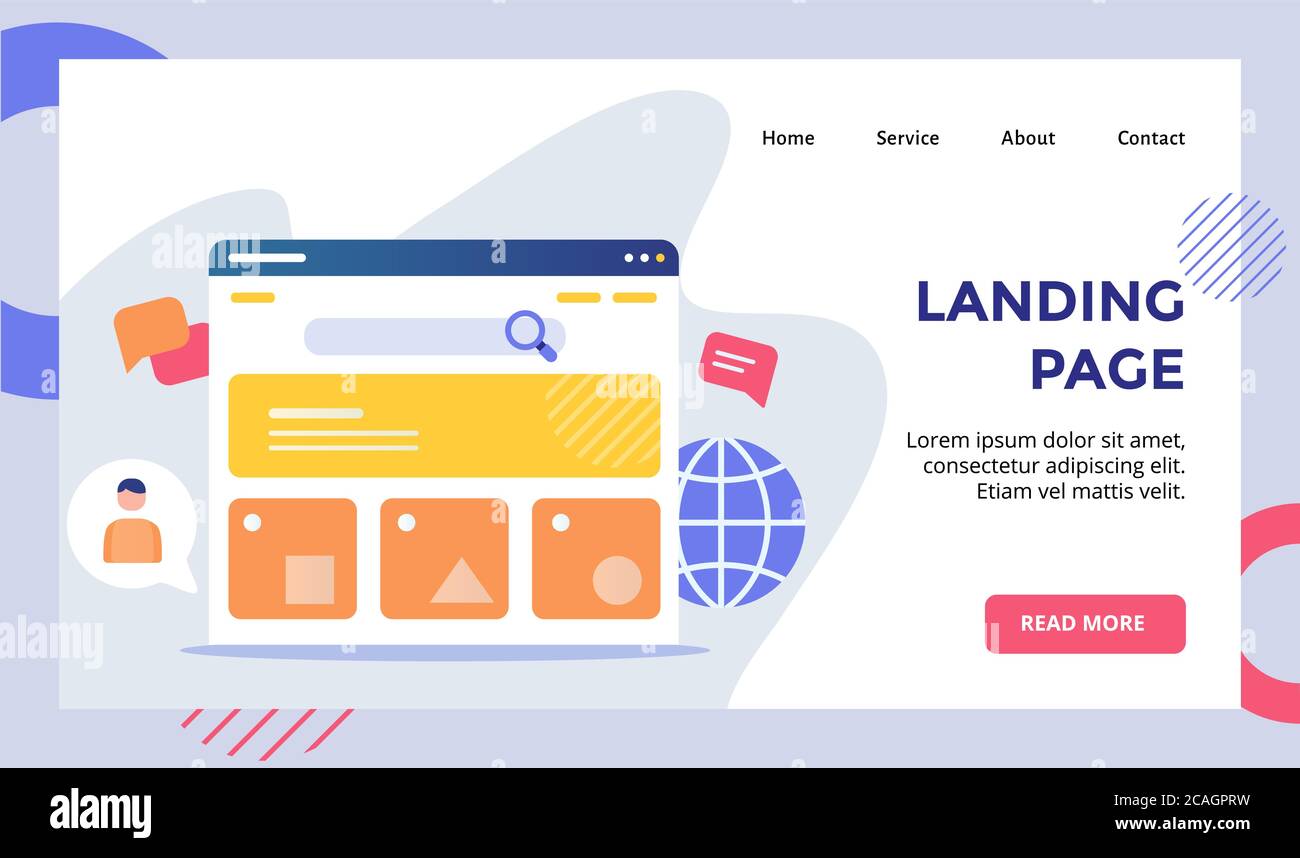 Landing page user interface monitor concept campaign for web website ...
