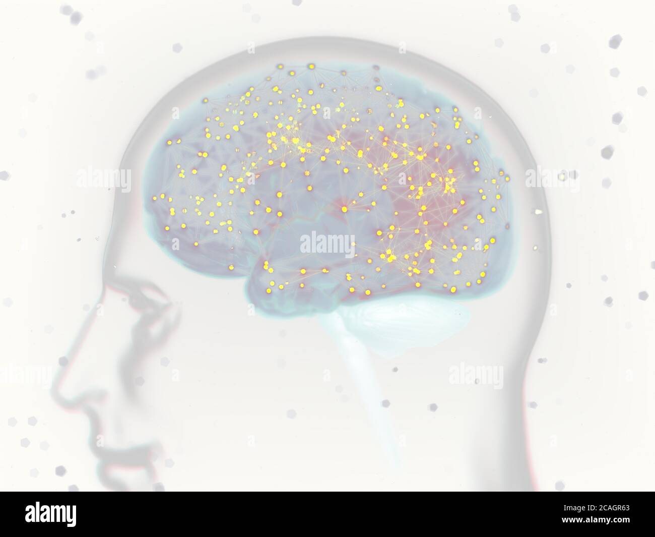 Brain neuron connections or network inside head, concept art. 3d ...