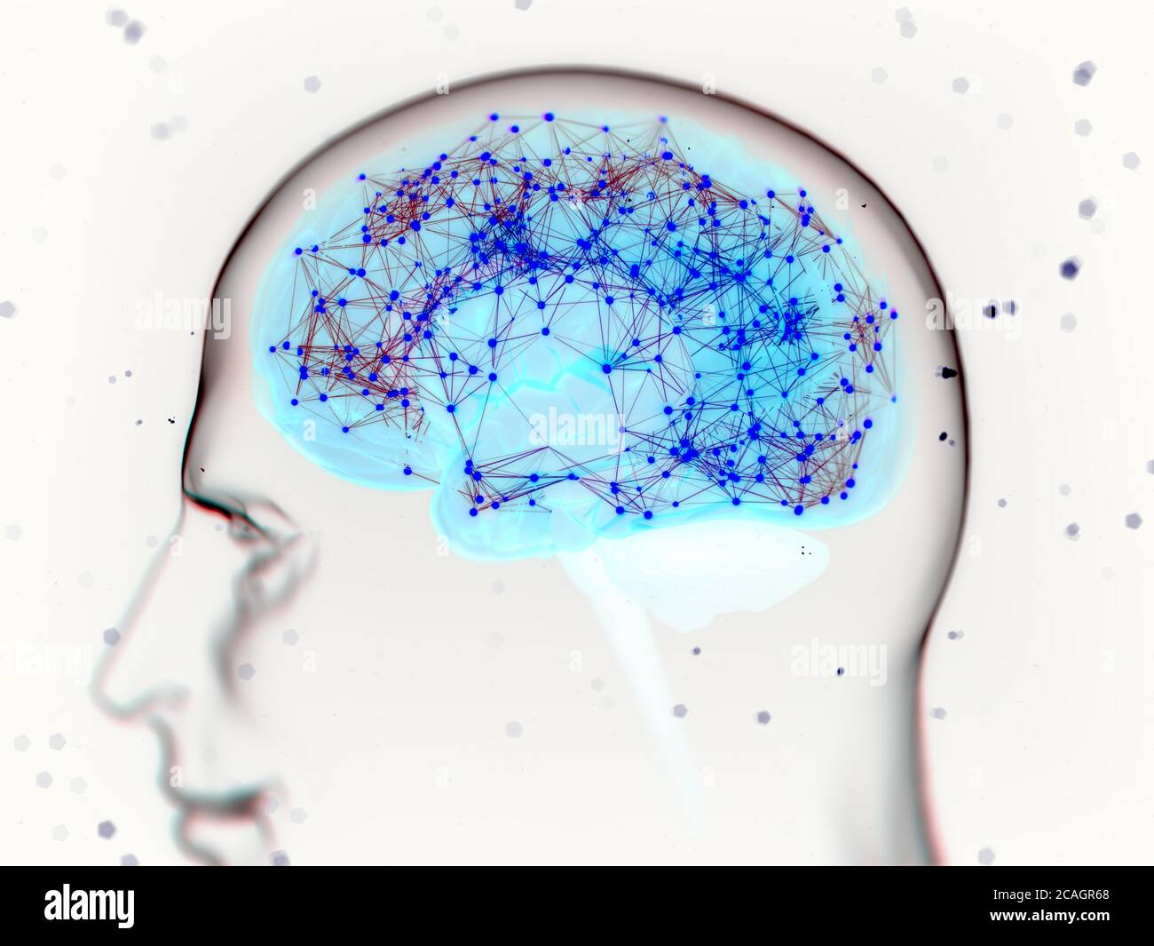 Brain neuron connections or network inside head, concept art. 3d ...