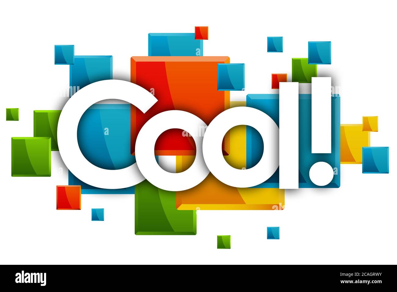 cool word in rectangles and white background Stock Photo - Alamy