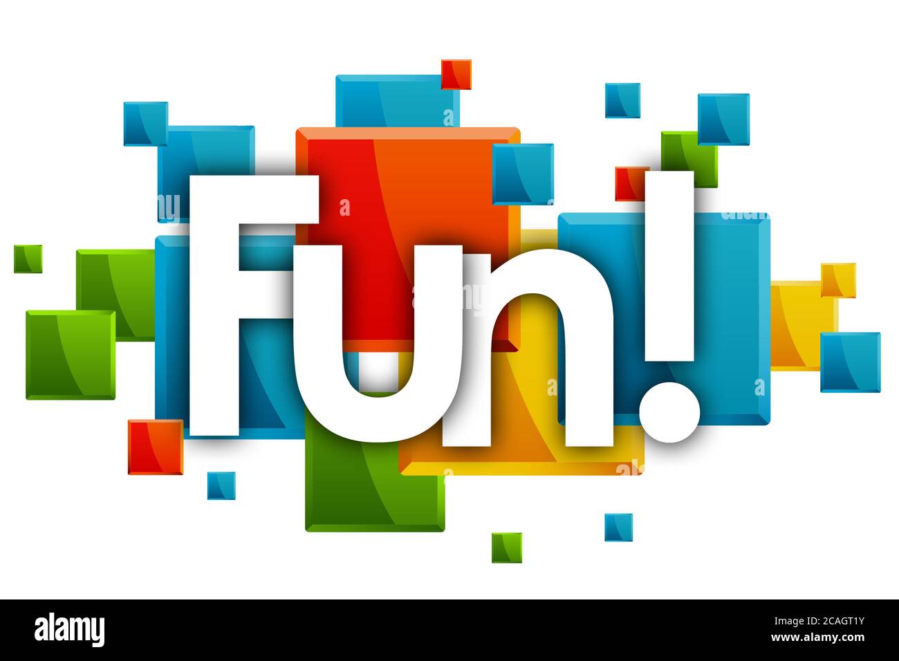 fun word in rectangles and white background Stock Photo - Alamy