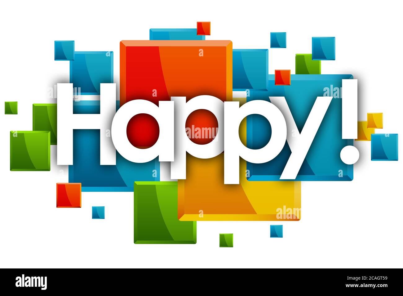 happy word in rectangles background Stock Photo - Alamy