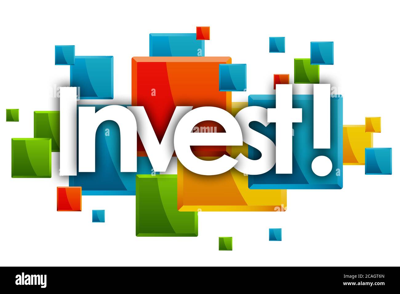 invest word in rectangles and white background Stock Photo - Alamy