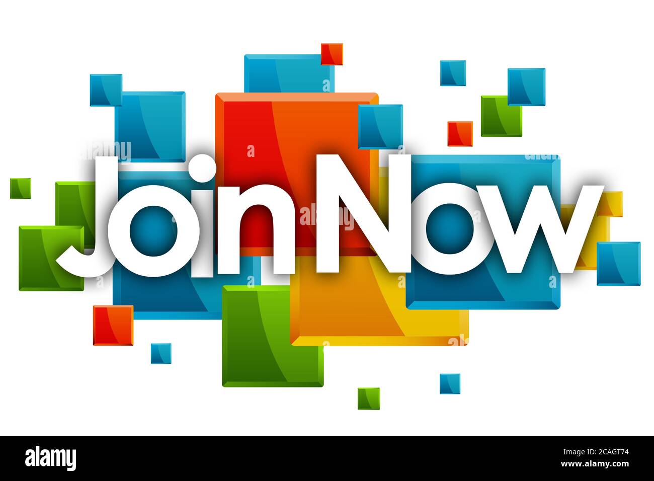 join now word in rectangles and white background Stock Photo - Alamy