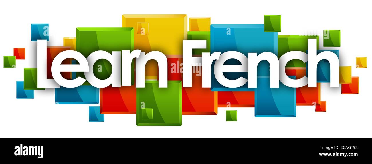 learn French word in rectangles background Stock Photo - Alamy