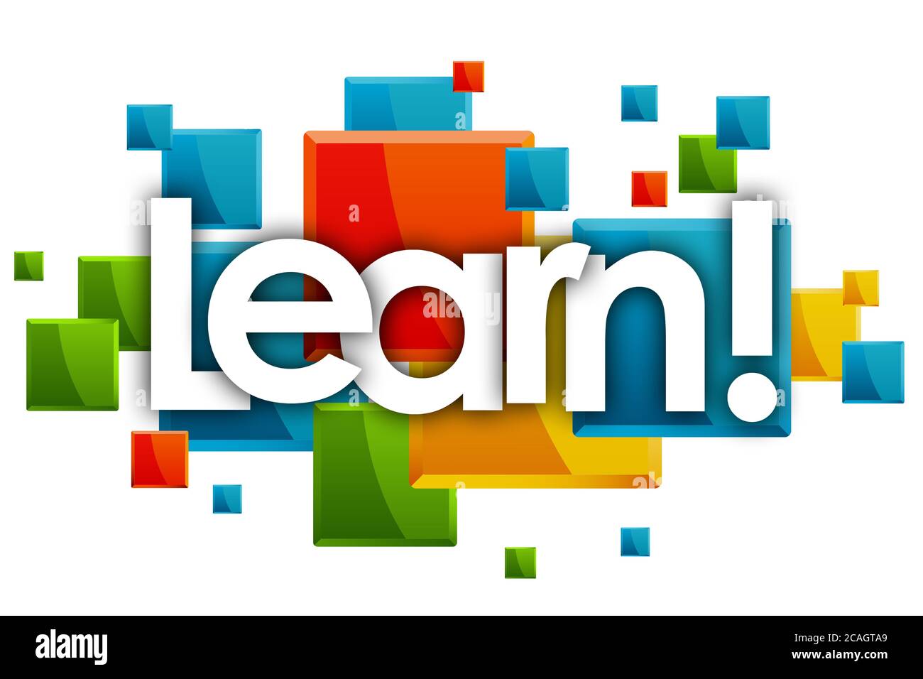 learn word in rectangles and white background Stock Photo - Alamy