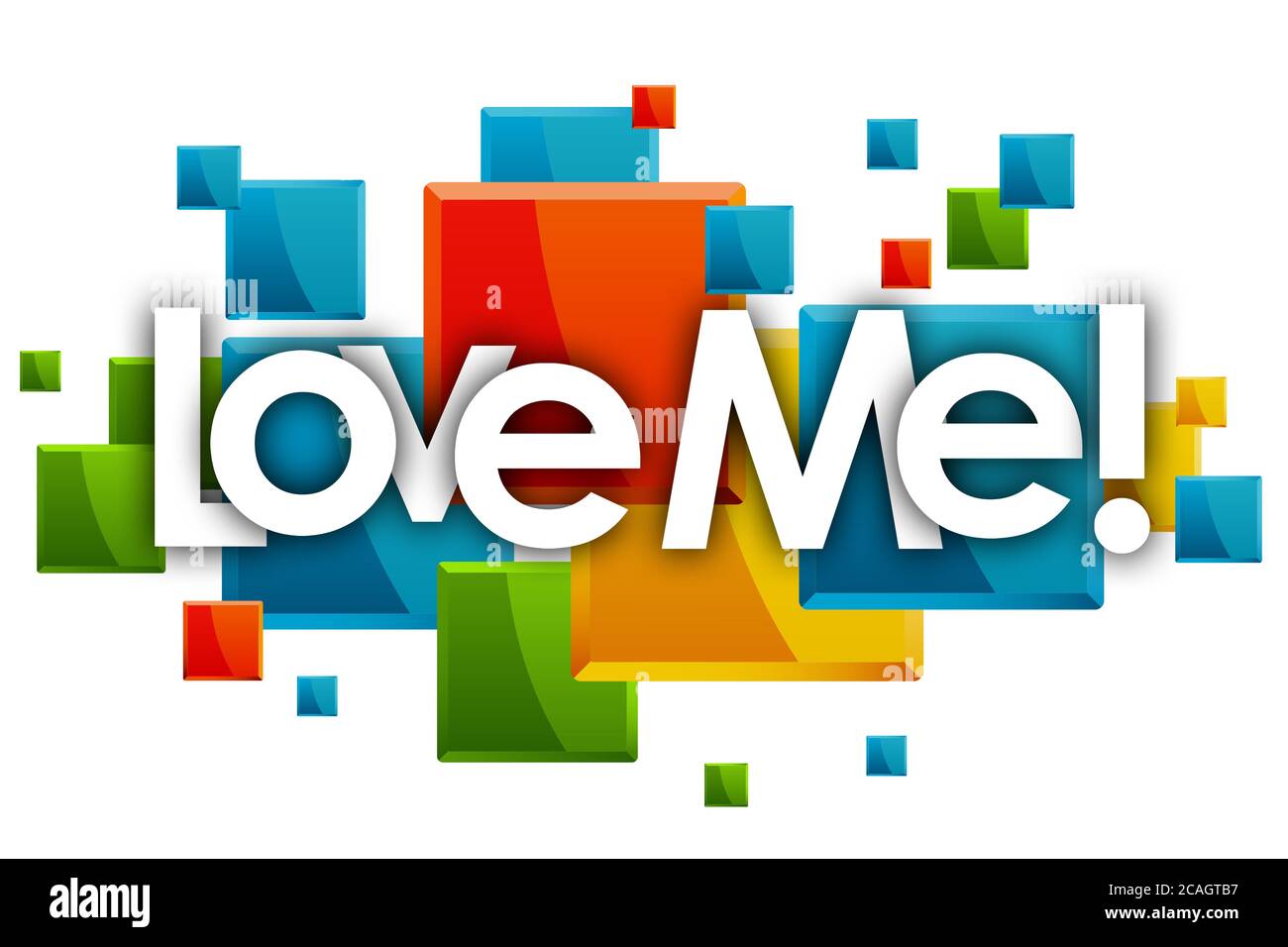 love me word in rectangles and white background Stock Photo - Alamy