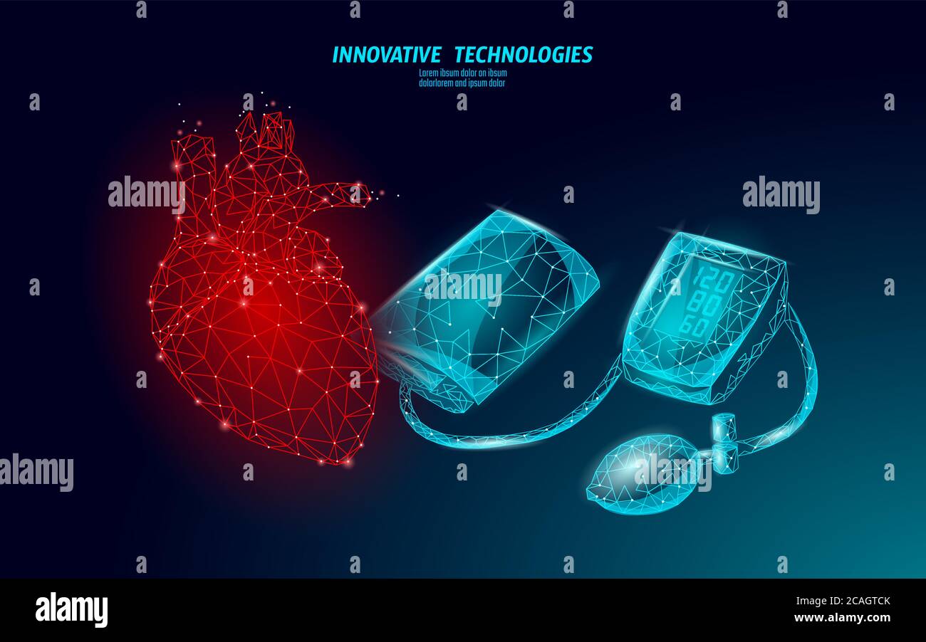 3D low poly electronic medical tonometer for measuring blood pressure ...