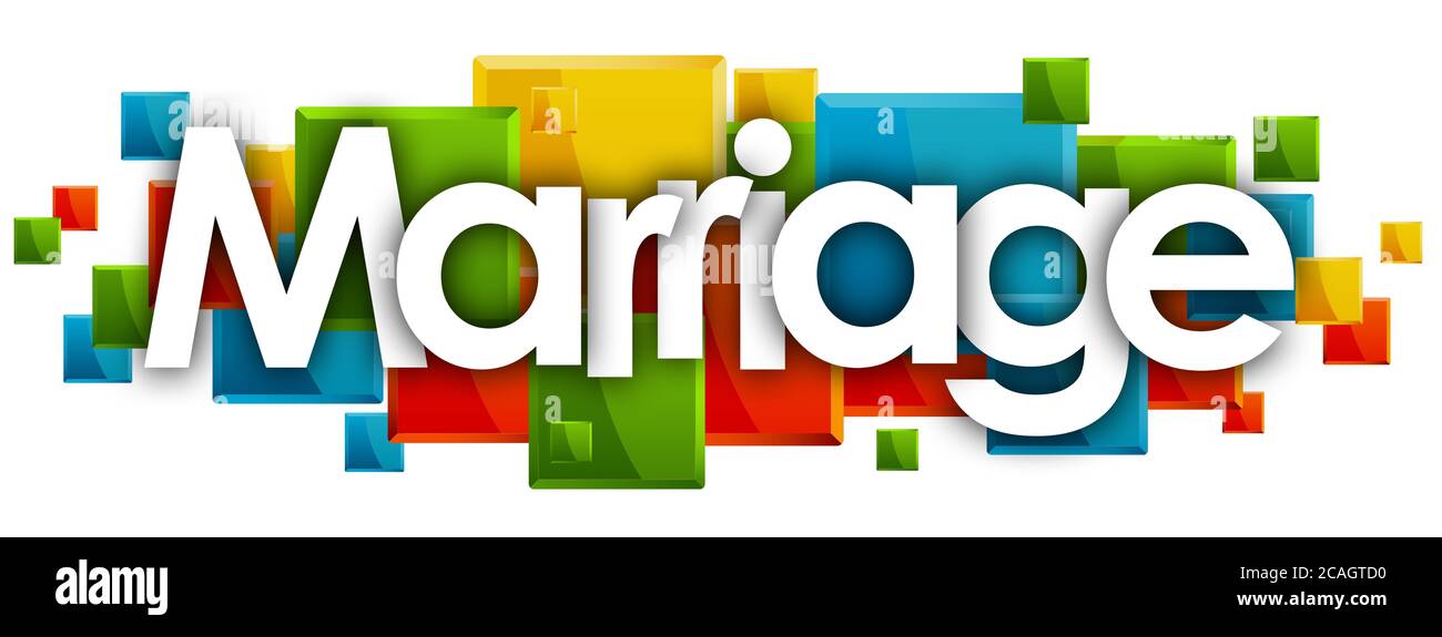 marriage word in rectangles background Stock Photo - Alamy