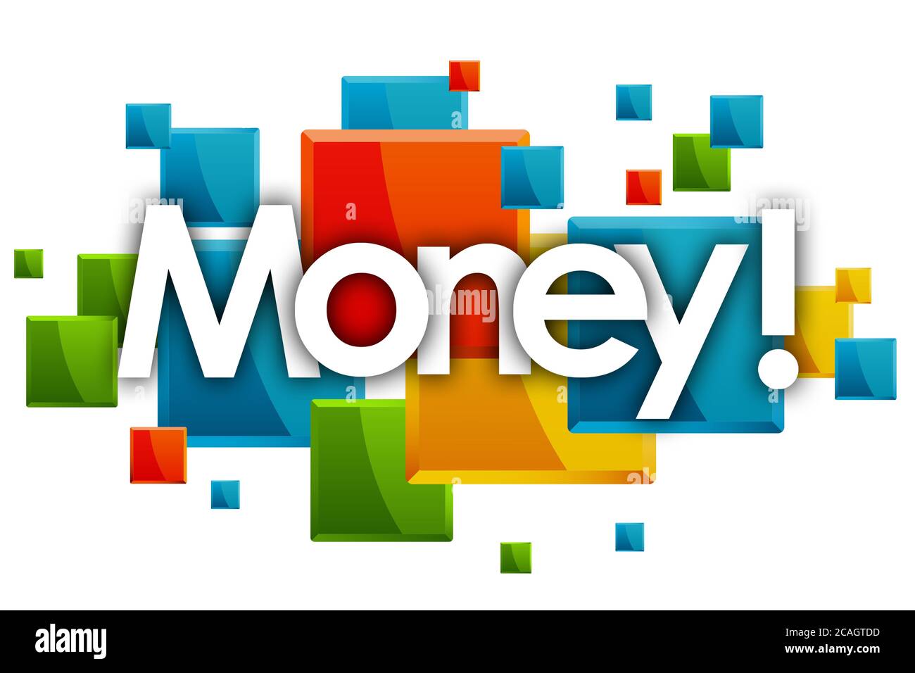money word in rectangles and white background Stock Photo - Alamy