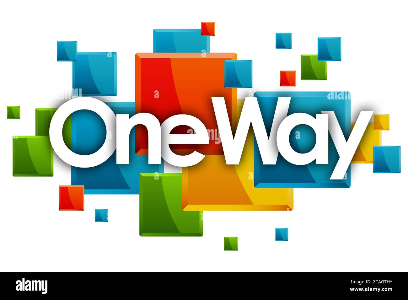 one way word in rectangles background Stock Photo - Alamy