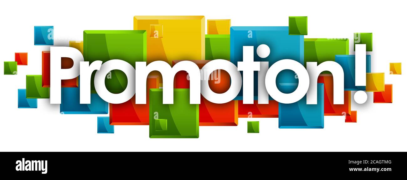 promotion word in rectangles background Stock Photo - Alamy