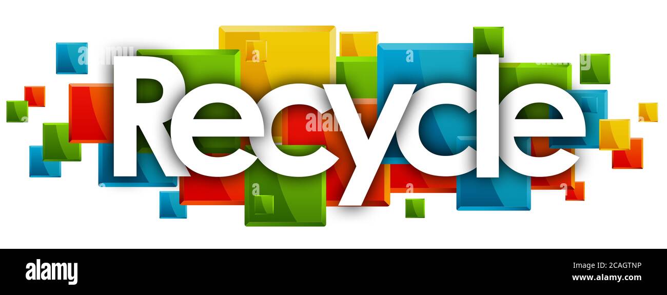 recycle word in rectangles background Stock Photo - Alamy
