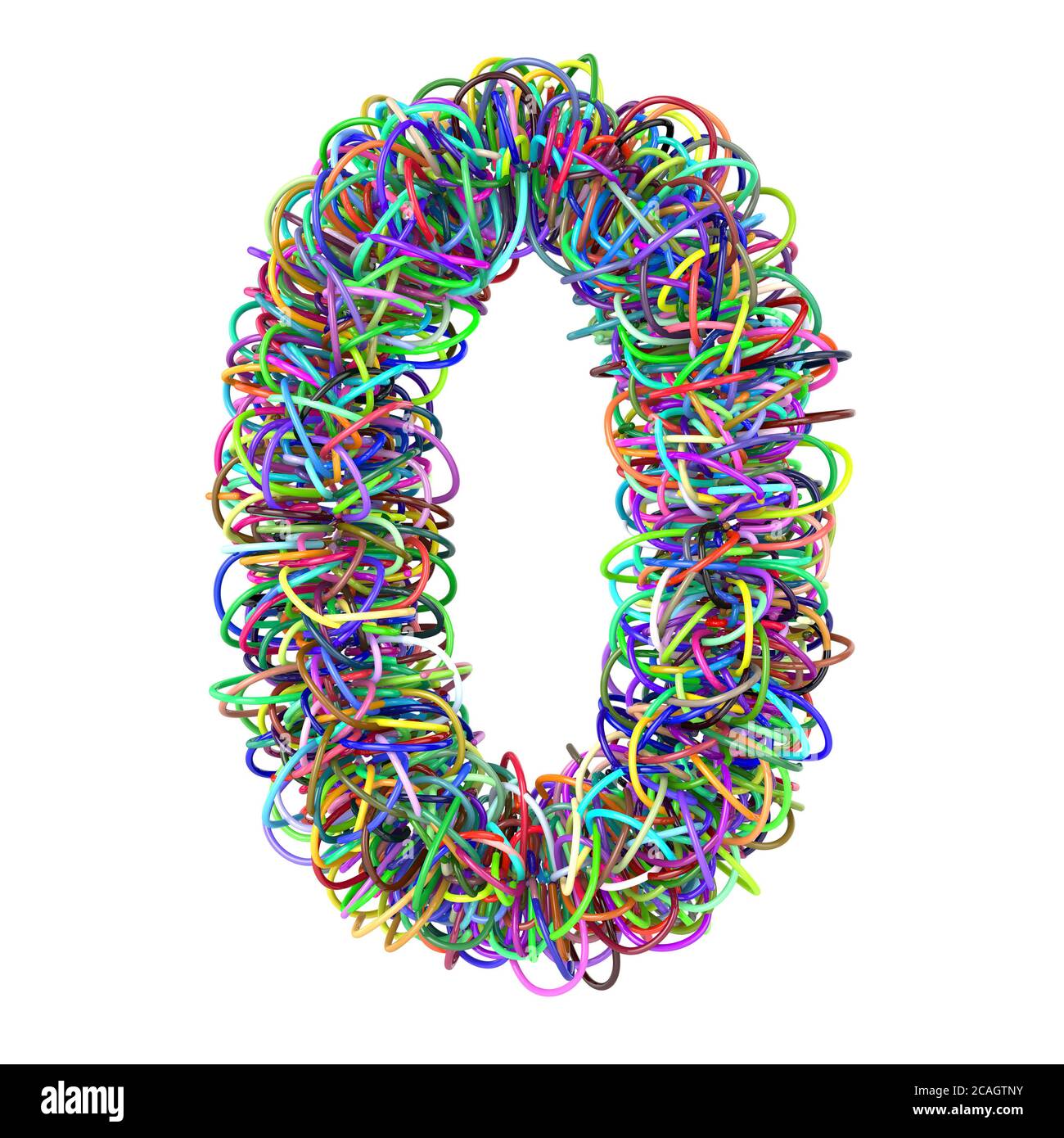 3d colored wires creative cartoon decorative number 0 Stock Photo - Alamy
