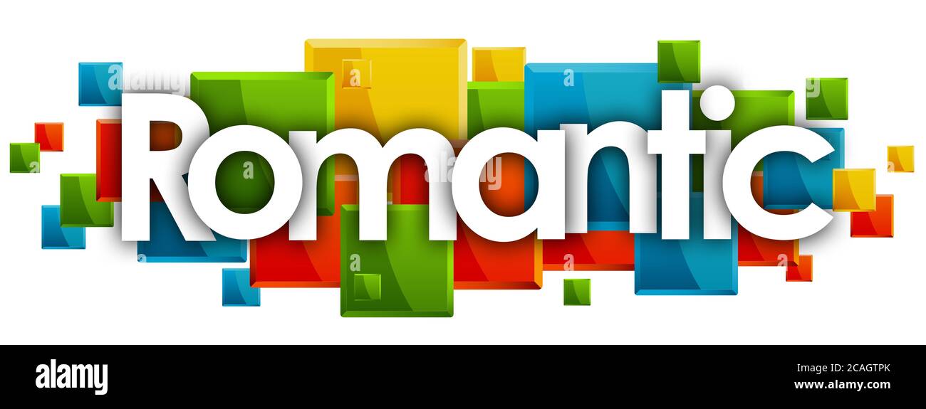 Romantic word in rectangles background Stock Photo - Alamy