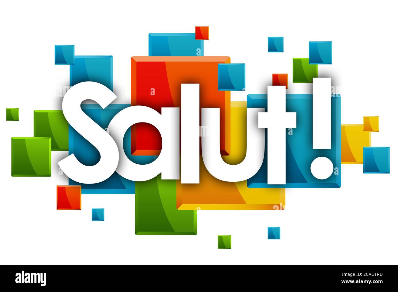 salut word in rectangles and white background Stock Photo - Alamy