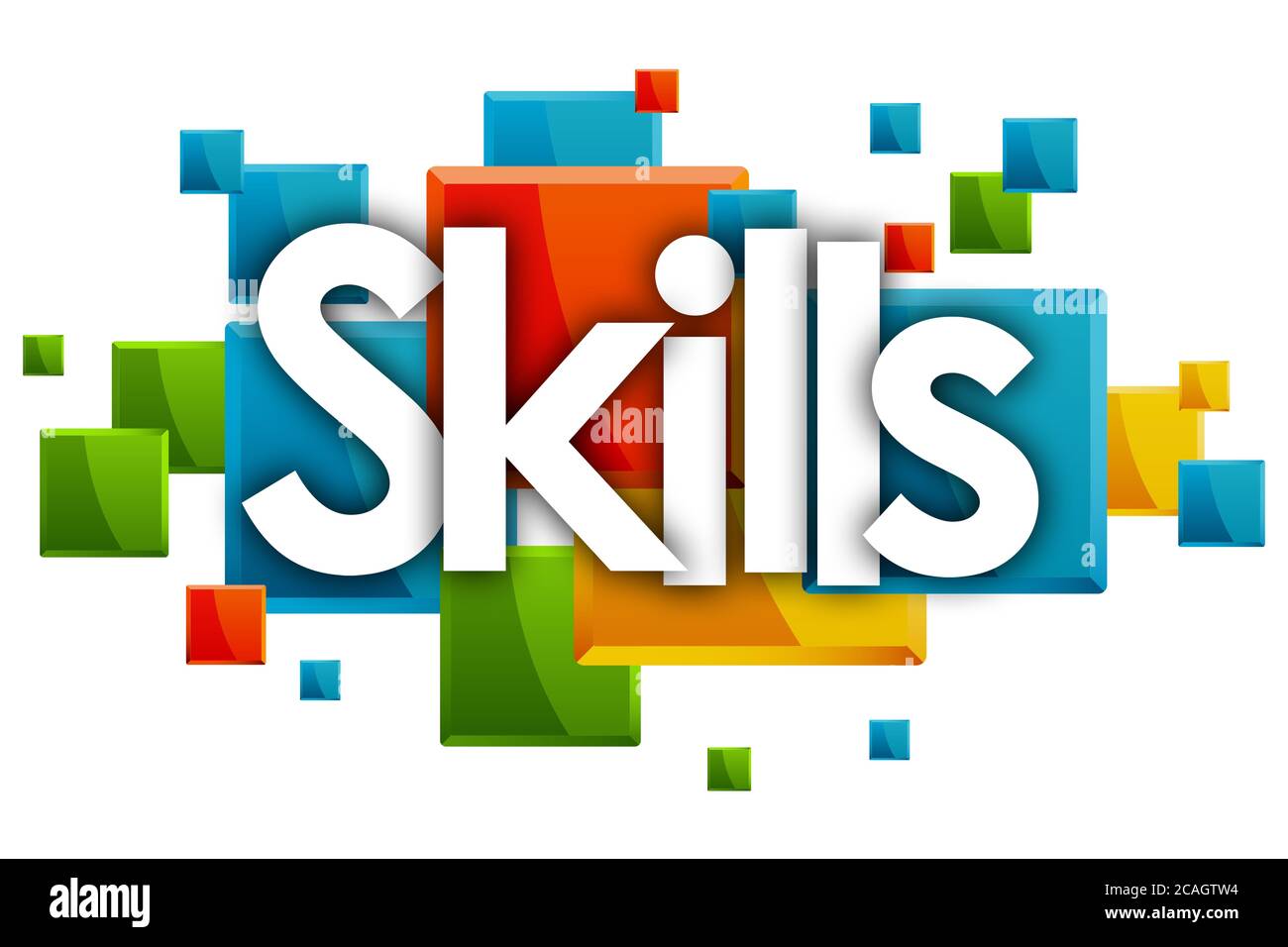 skills word in rectangles background Stock Photo - Alamy