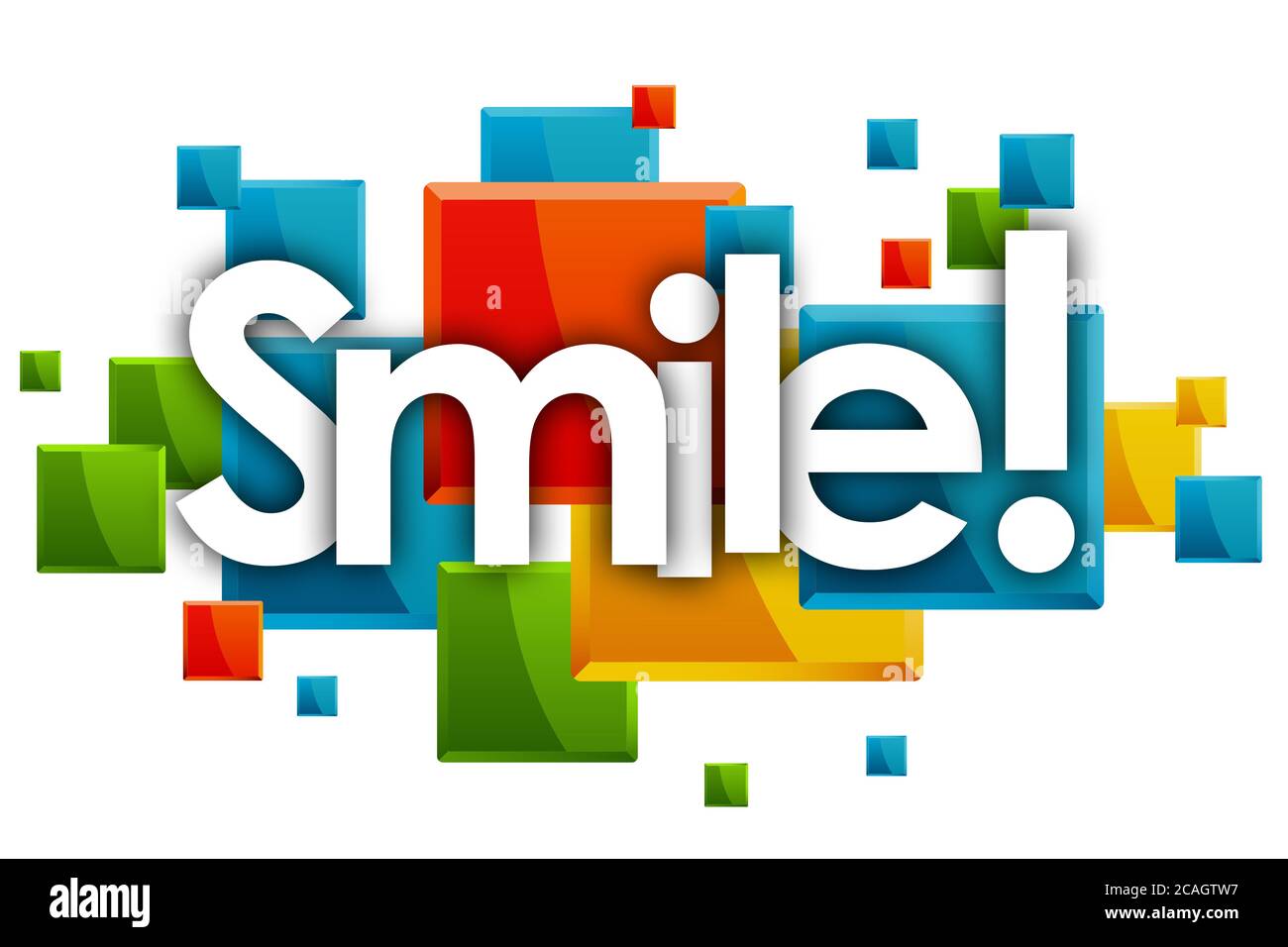 smile word in rectangles and white background Stock Photo - Alamy
