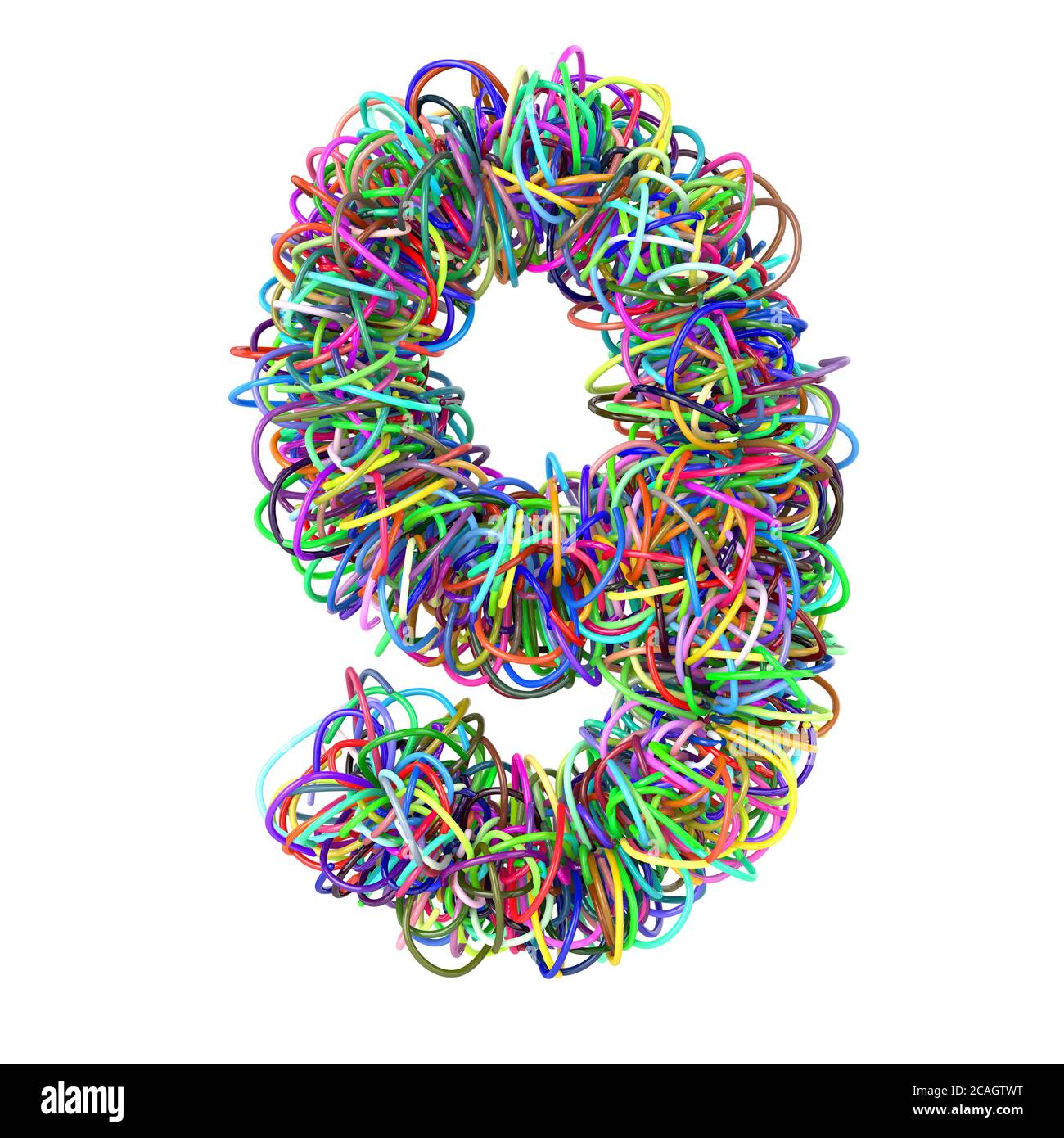 3d colored wires creative cartoon decorative number 9 Stock Photo - Alamy