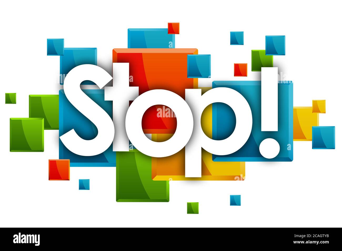 stop word in rectangles and white background Stock Photo - Alamy