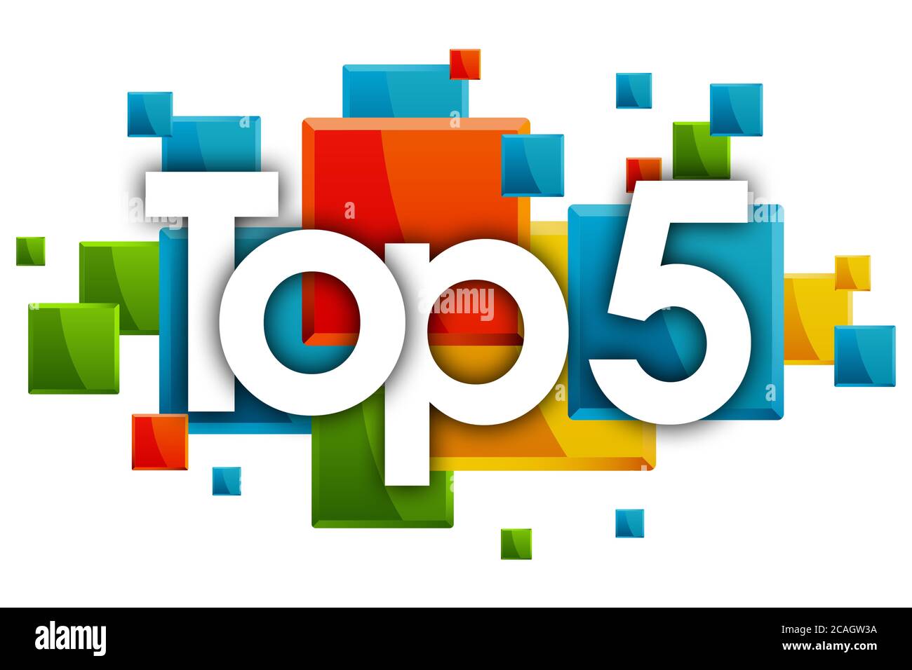 top 5 word in rectangles background Stock Photo - Alamy